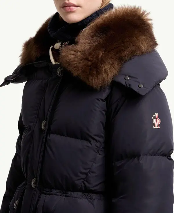 Moncler Gelisette Shearling-trimmed Long Down Jacket