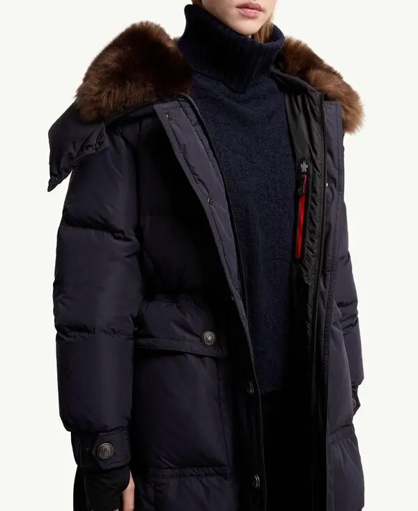 Moncler Gelisette Shearling-trimmed Long Down Jacket