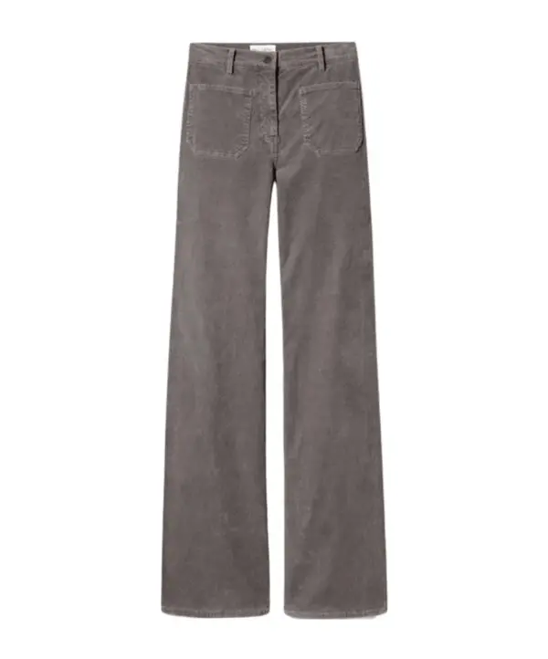 NILI LOTAN High-waisted Corduroy Wide-leg Trousers - Gray