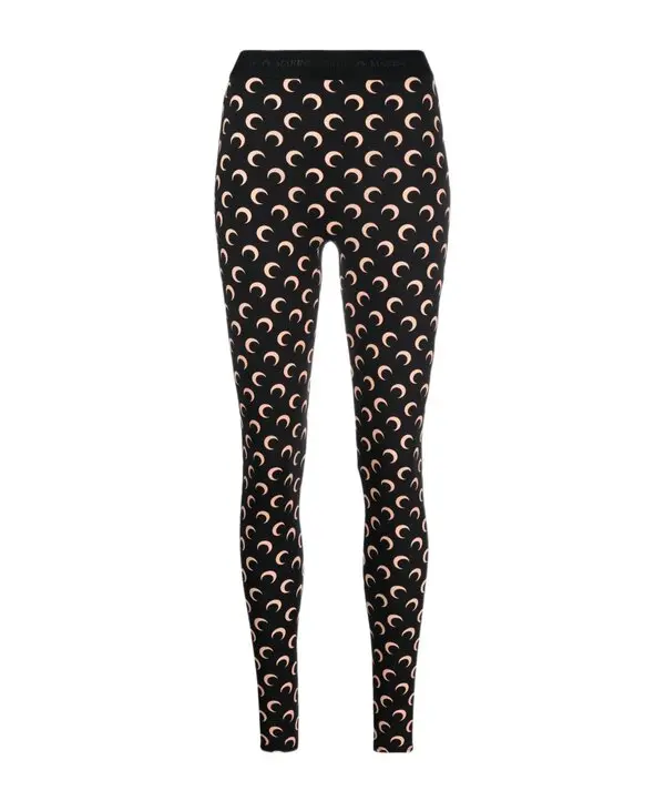 MARINE SERRE Crescent-print Leggings - Black