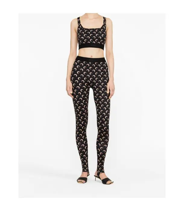 MARINE SERRE Crescent-print Leggings