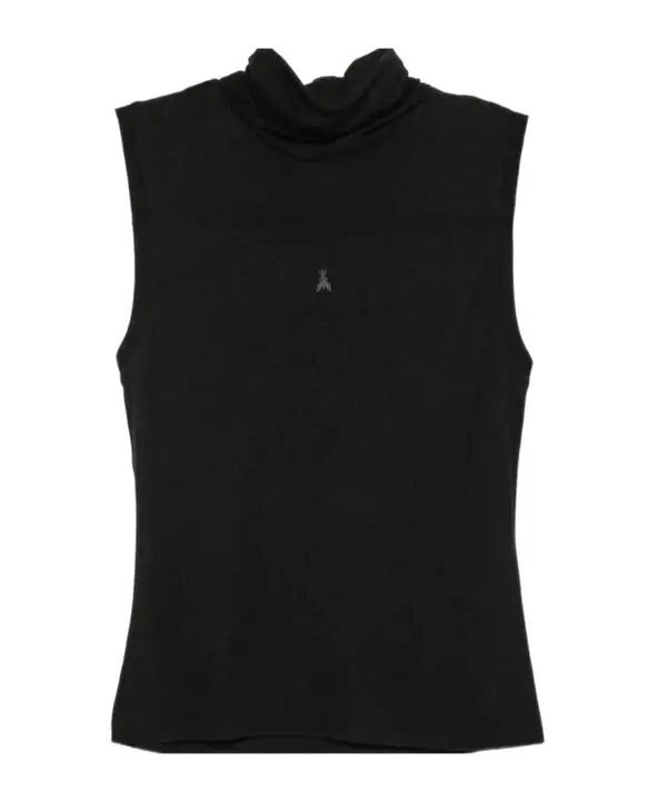 Patrizia Pepe Fly-plaque Roll-neck Top - Black