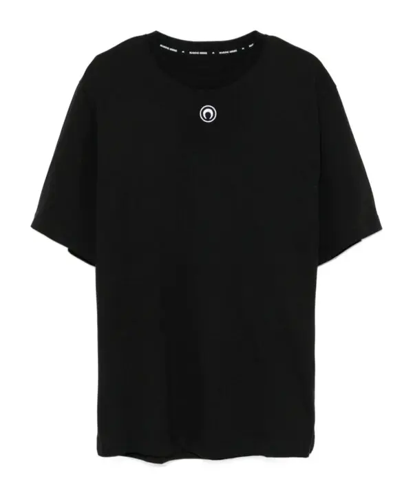 MARINE SERRE Embroidered Logo Short Sleeve Tee - Black