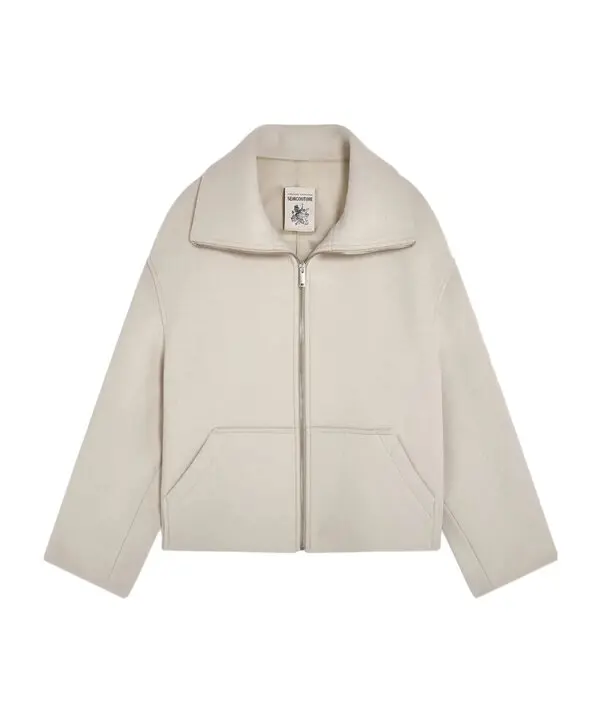 SEMICOUTURE Cropped Coat With A Zipper - Light Brown