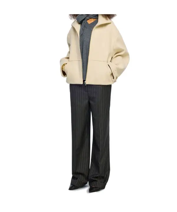 SEMICOUTURE Cropped Coat With A Zipper - Light Brown