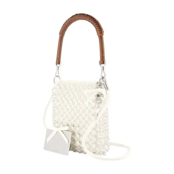 SELF-PORTRAIT Crystal Chain Mini Shoulder Bag - Cream