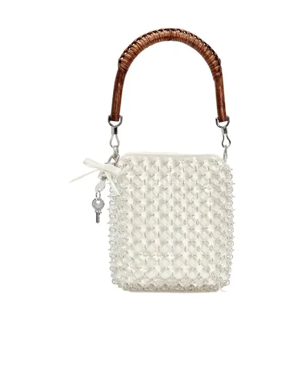 SELF-PORTRAIT Crystal Chain Mini Shoulder Bag - White