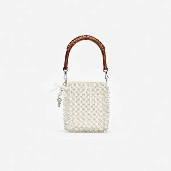 SELF-PORTRAIT Crystal Chain Mini Shoulder Bag - White