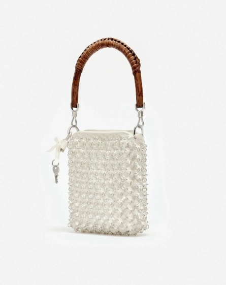 SELF-PORTRAIT Crystal Chain Mini Shoulder Bag - White
