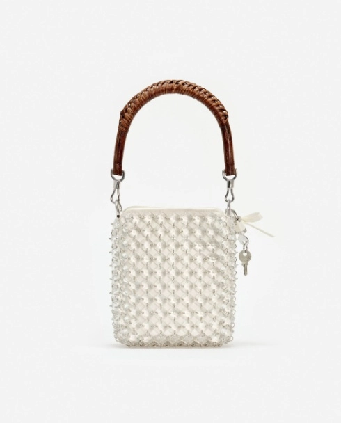 SELF-PORTRAIT Crystal Chain Mini Shoulder Bag - White