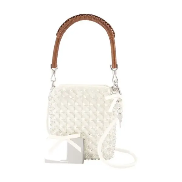 SELF-PORTRAIT Crystal Chain Mini Shoulder Bag - White