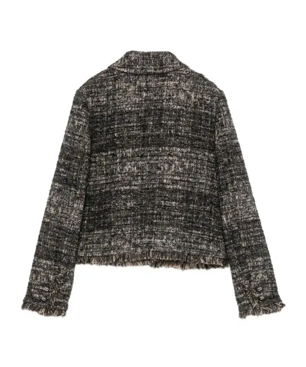 SEMICOUTURE Bouclé Frayed Jacket - Gray
