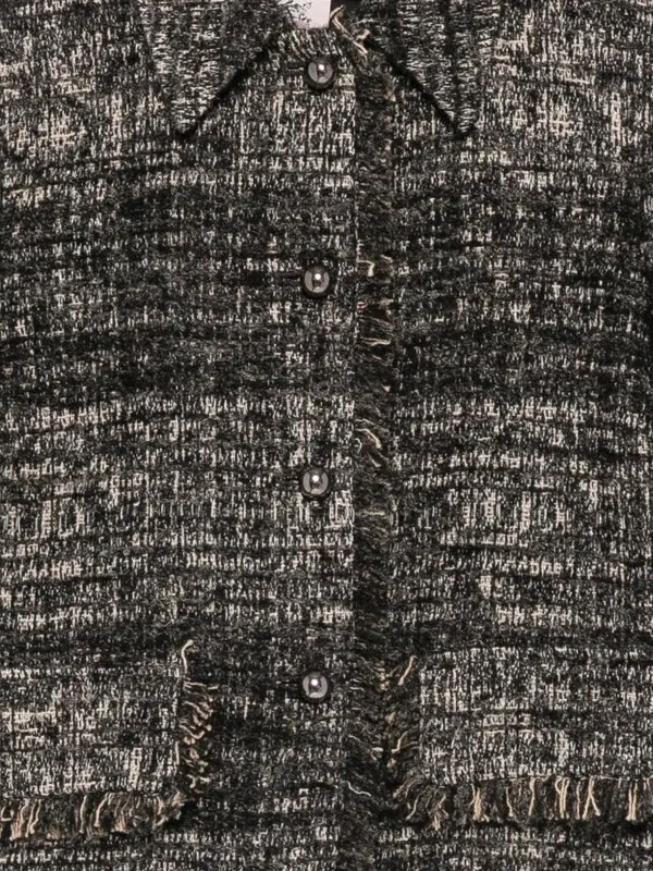 SEMICOUTURE Bouclé Frayed Jacket - Gray