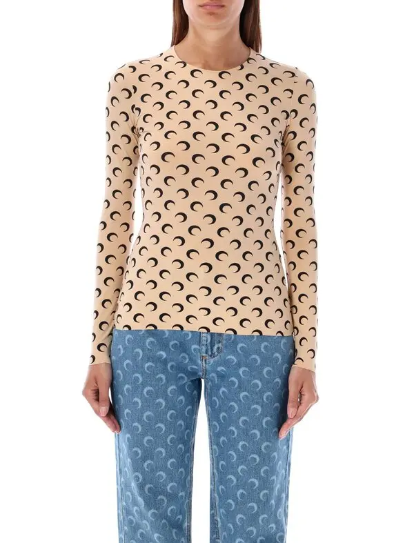 MARINE SERRE Moon-print Crew-neck T-shirt