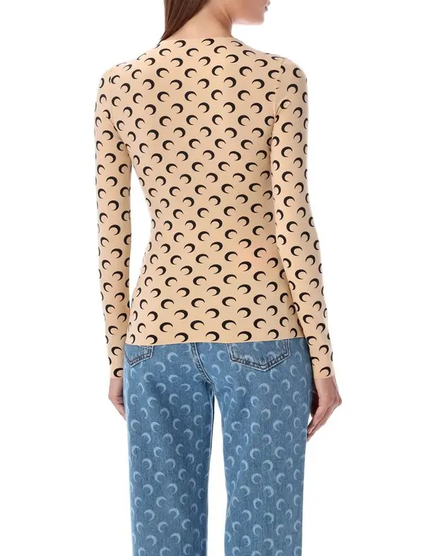 MARINE SERRE Moon-print Crew-neck T-shirt