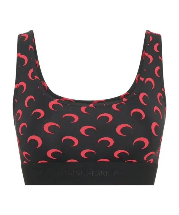MARINE SERRE Crescent Moon-print Sports Bra - Black