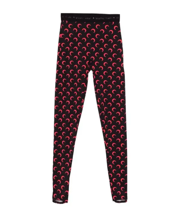 MARINE SERRE All-over Print Leggings With An Elastic Waistband - Black