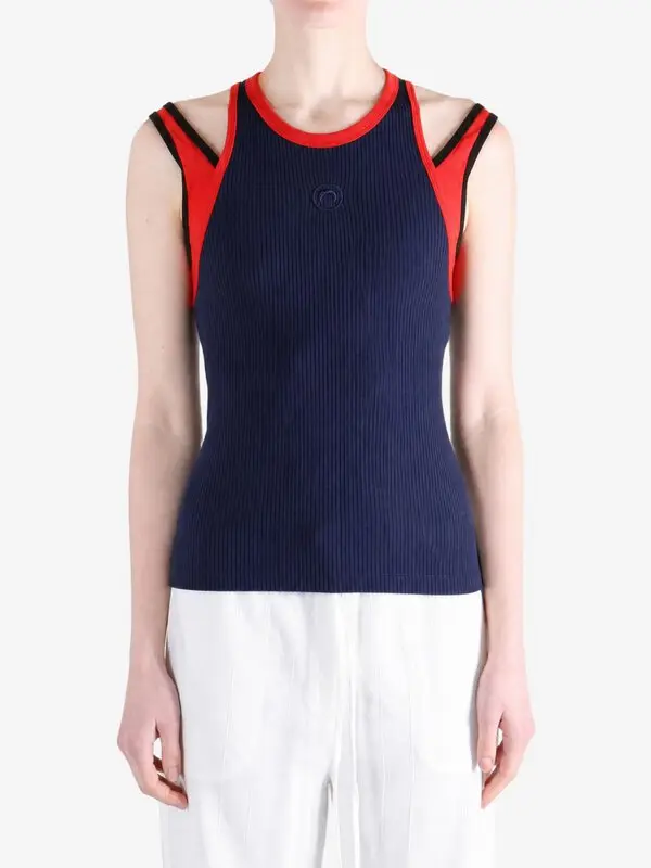 MARINE SERRE Fitted Crew-neck Knit Tank Top With Shoulder Straps