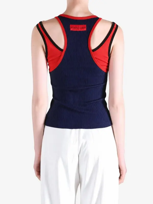 MARINE SERRE Fitted Crew-neck Knit Tank Top With Shoulder Straps