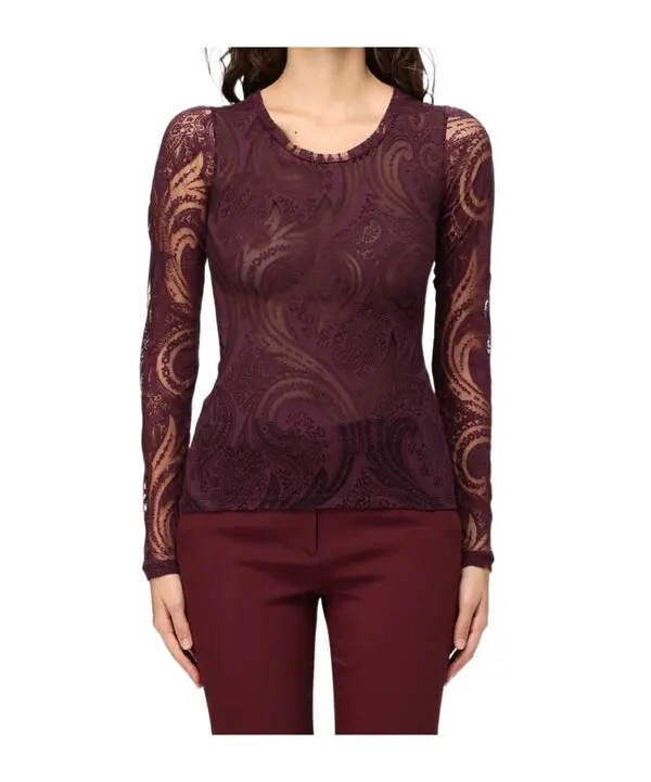 Etro Sweater In Cotton-blend Burnout Jersey With Paisley Motif