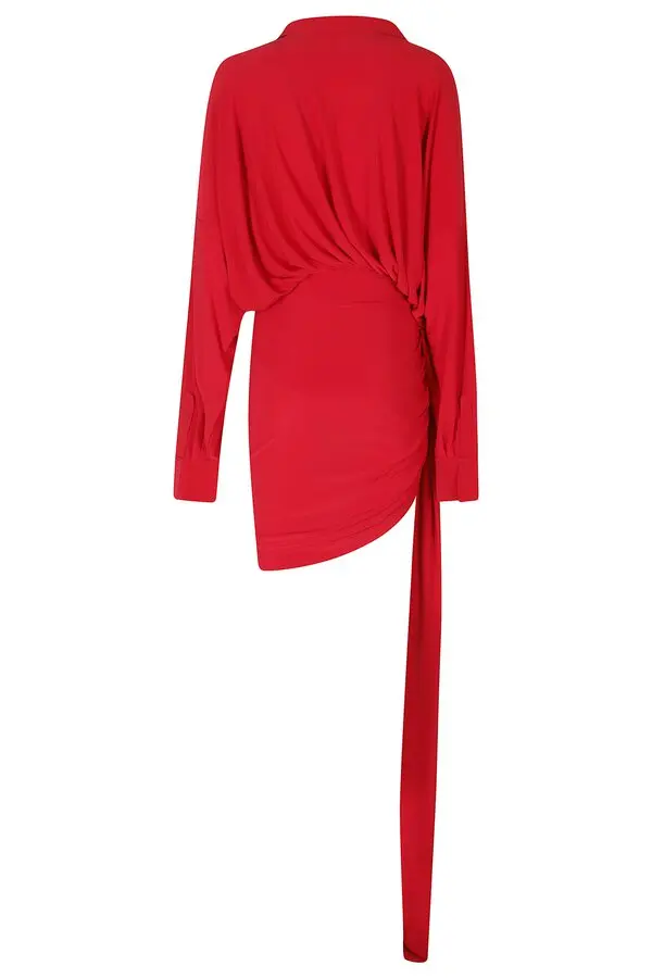 Norma Kamali Bow-detail Draped Asymmetric Mini Dress