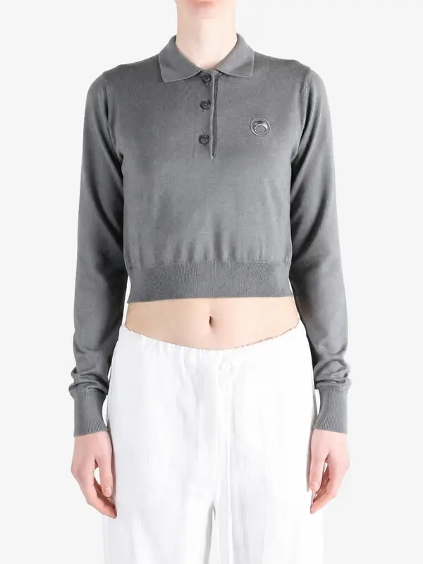 MARINE SERRE Classic Merino Wool Knitted Polo Shirt
