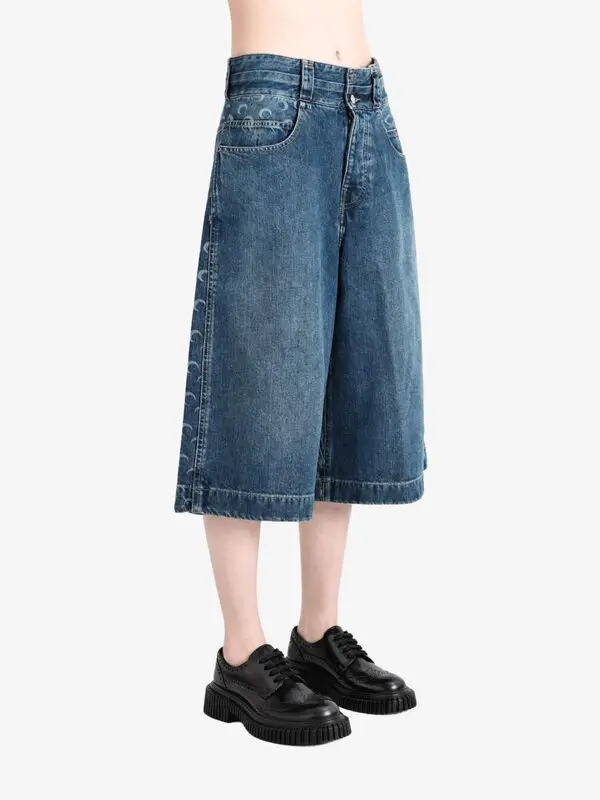 MARINE SERRE Vintage Brushed-denim Shorts