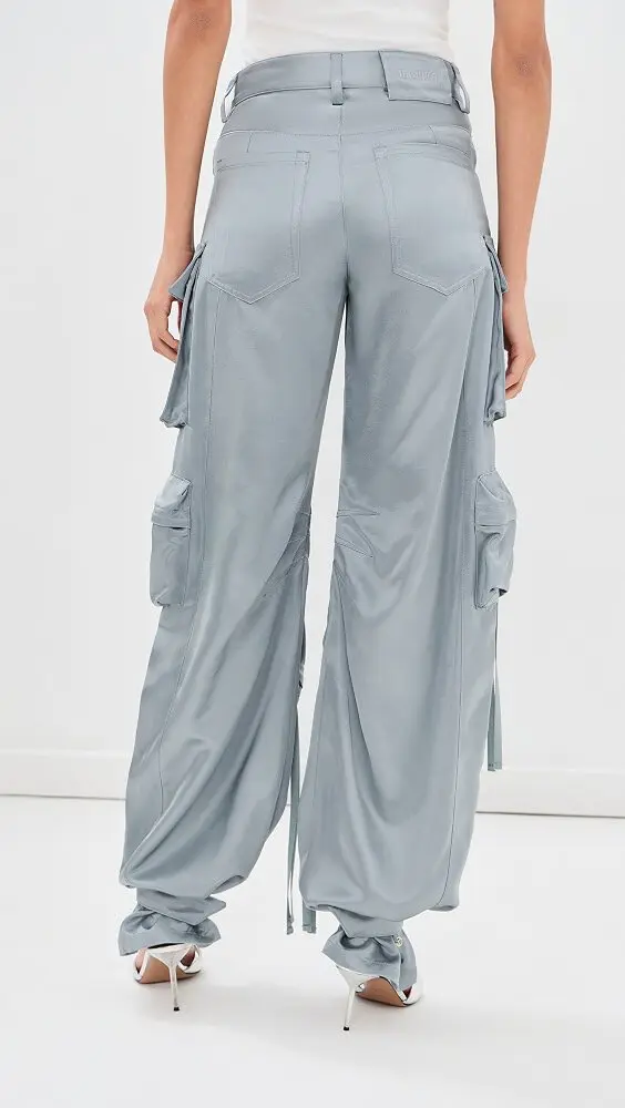 Attico Long Satin Cargo Pants