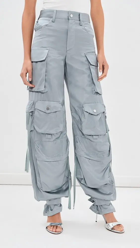Attico Long Satin Cargo Pants
