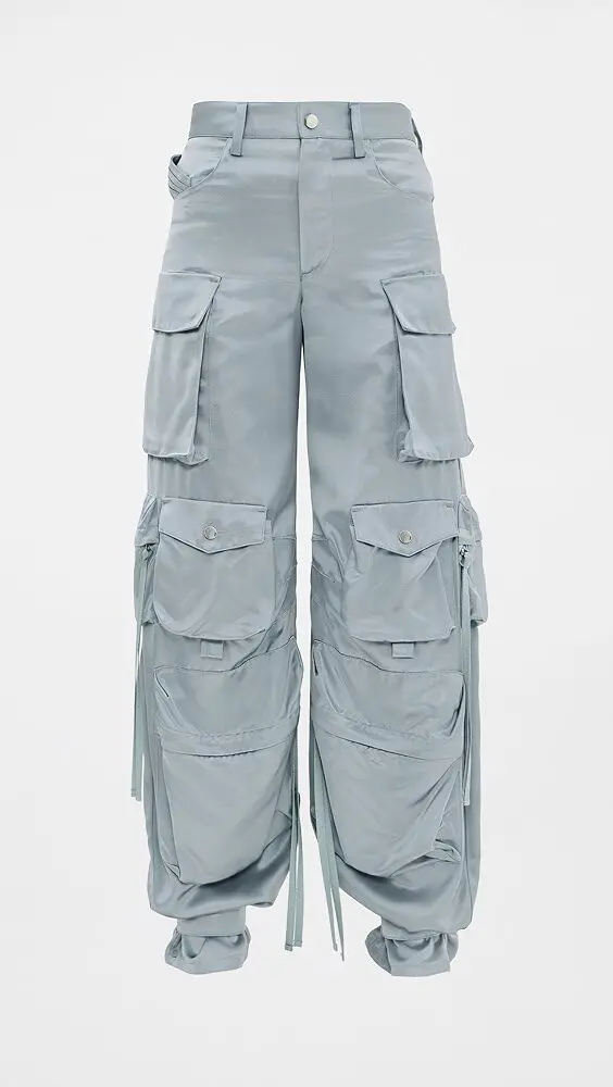 Attico Long Satin Cargo Pants