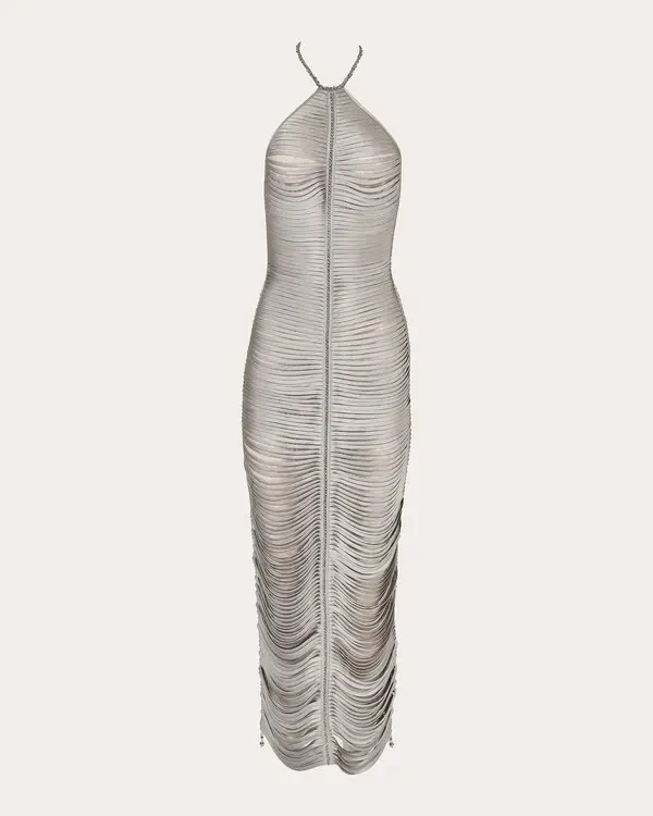 FRANCESCA MIRANDA Solar Silk Pata De Cabra Halter Dress