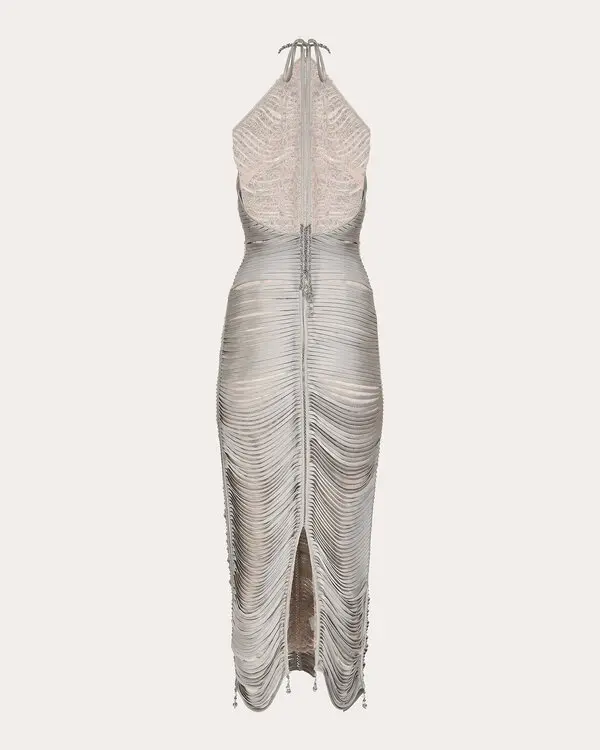 FRANCESCA MIRANDA Solar Silk Pata De Cabra Halter Dress