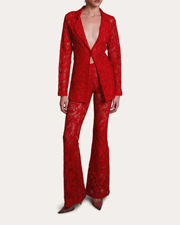 FRANCESCA MIRANDA Velvet Lace Flare Pants
