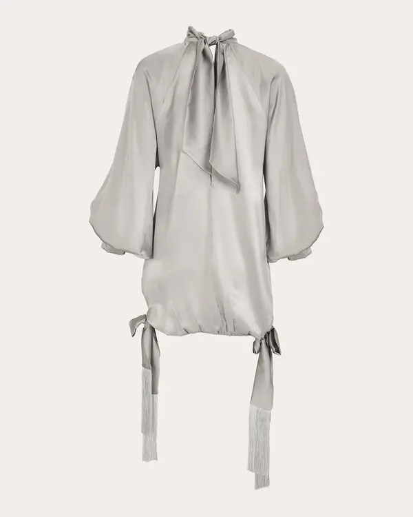 FRANCESCA MIRANDA Tide Draped Silk Tie Mini Dress