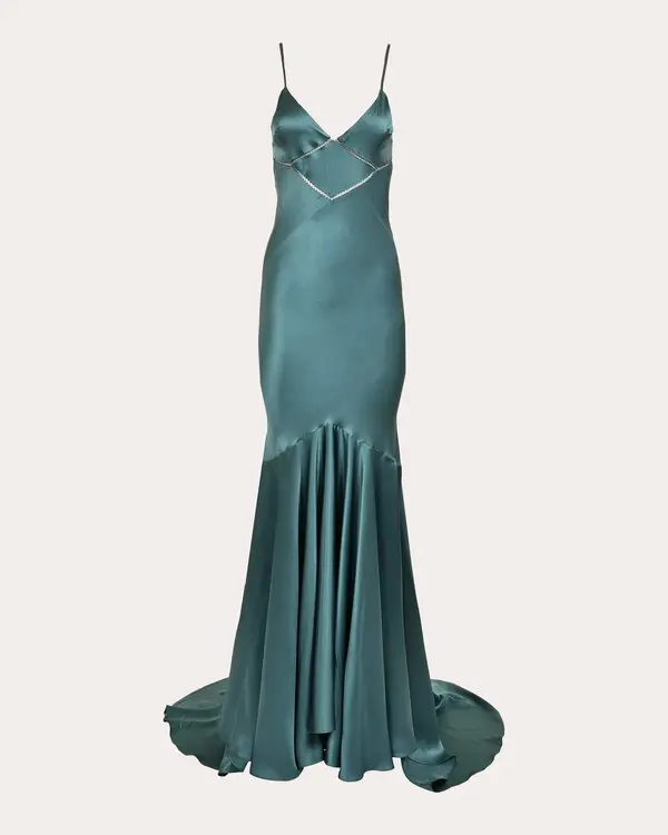 FRANCESCA MIRANDA Lagoon Silk Bias Maxi Dress