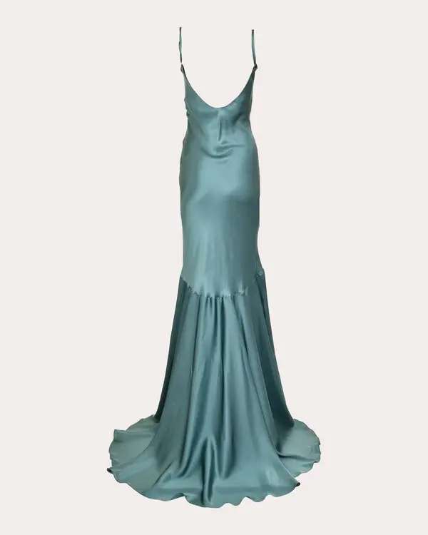FRANCESCA MIRANDA Lagoon Silk Bias Maxi Dress