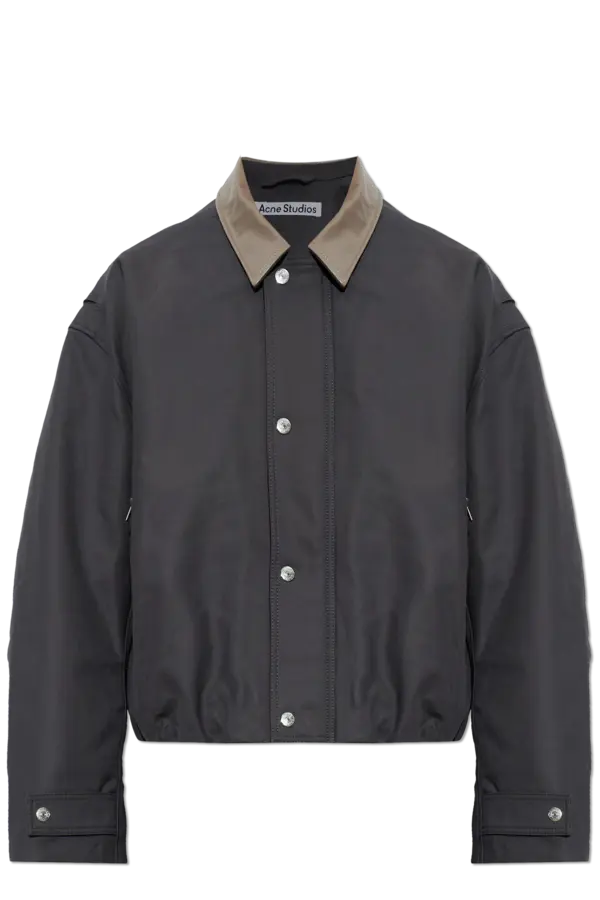 Acne Studios Insulated Jacket With A Leather Collar - Grey