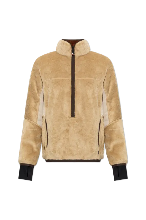 Moncler Performance & Style Sherpa Fleece Zip Pullover - Beige