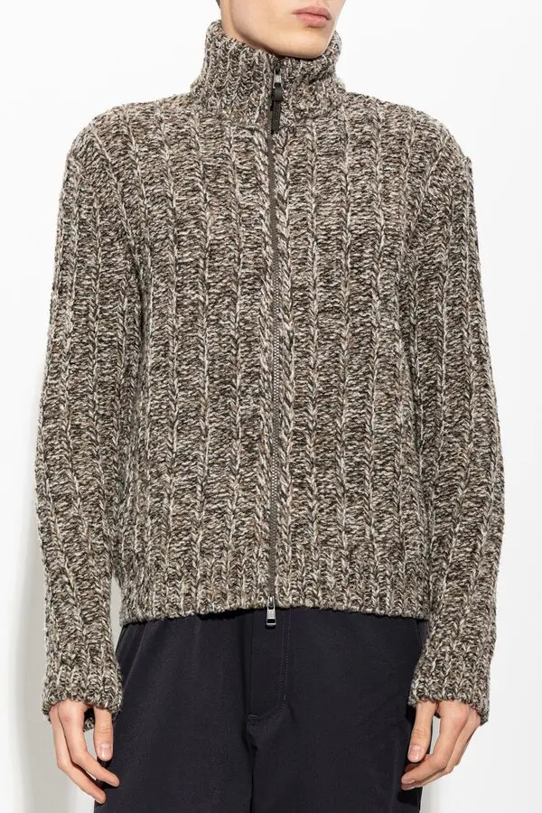 Moncler Wool Cardigan With Logo Patch