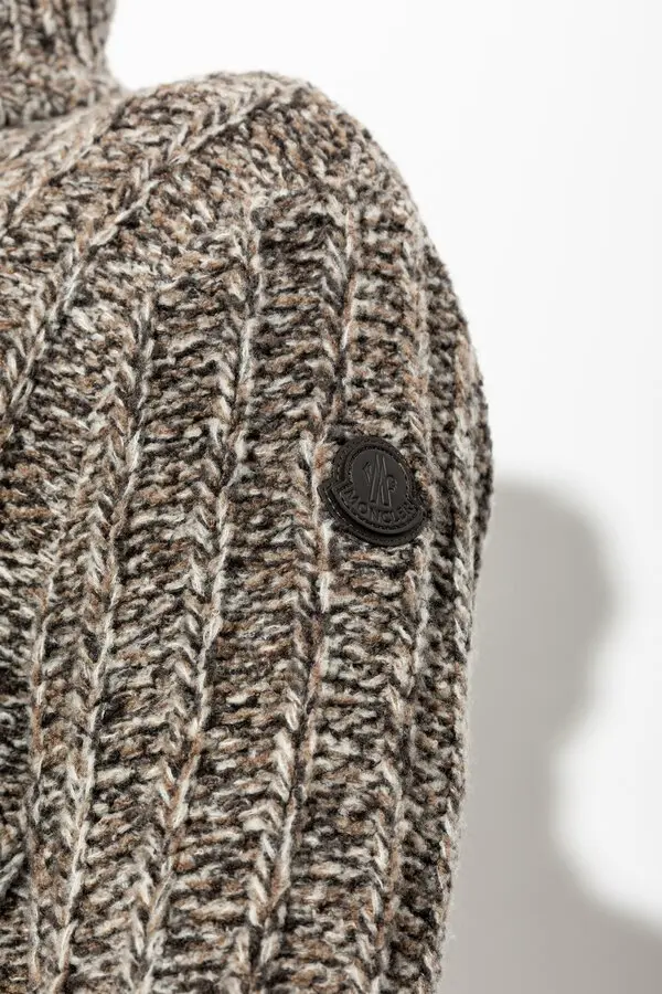 Moncler Wool Cardigan With Logo Patch