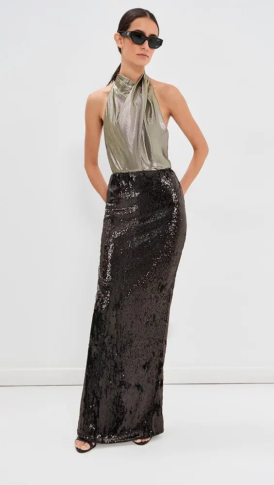 Balmain Sequined Long Skirt