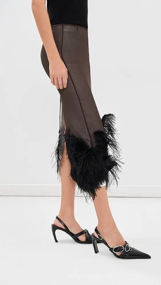 Attico Feathered Georgette Skirt
