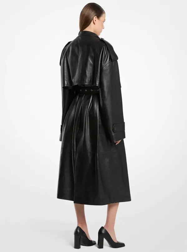 Michael Kors Plongé Leather Trench Coat In Size By