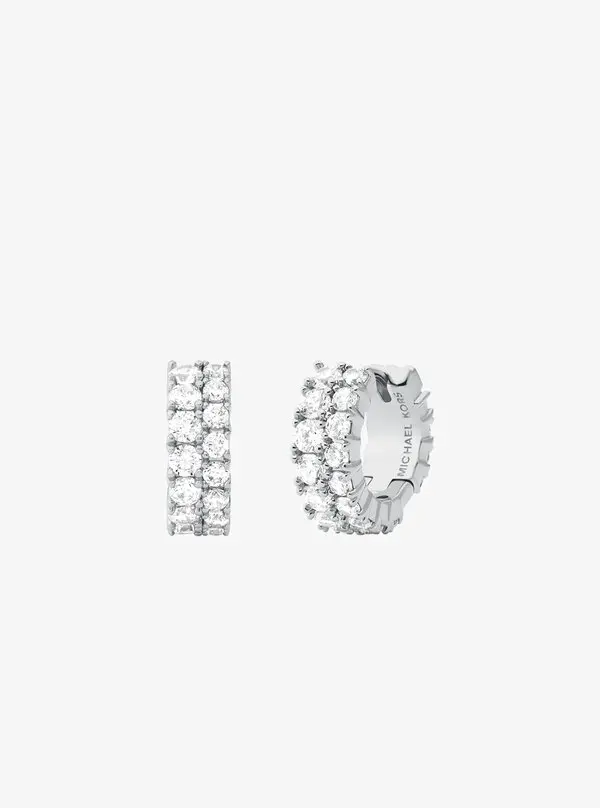Michael Kors Double Pavé Bracelet And Huggie Earrings Set In By - Silver