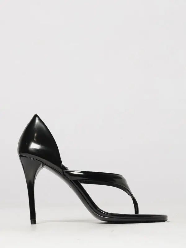 Alaïa Calfskin Leather Thong Mule Sandals With High Stiletto Heel