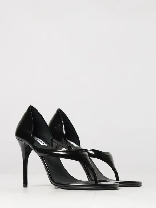 Alaïa Calfskin Leather Thong Mule Sandals With High Stiletto Heel