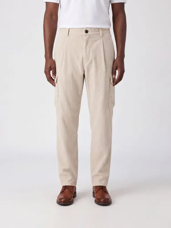 Herno Corduroy Cargo Trousers With Slash And Side Pockets - White
