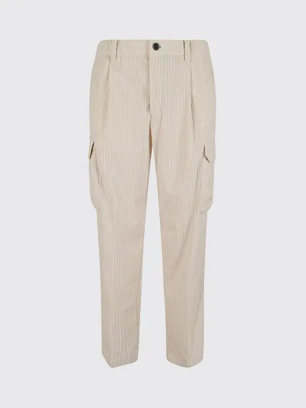 Herno Corduroy Cargo Trousers With Slash And Side Pockets - White