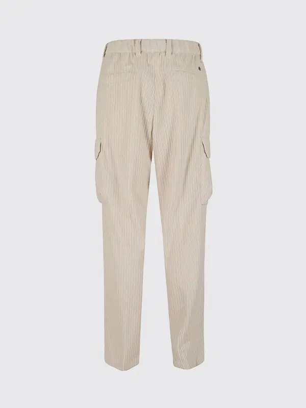Herno Corduroy Cargo Trousers With Slash And Side Pockets - White