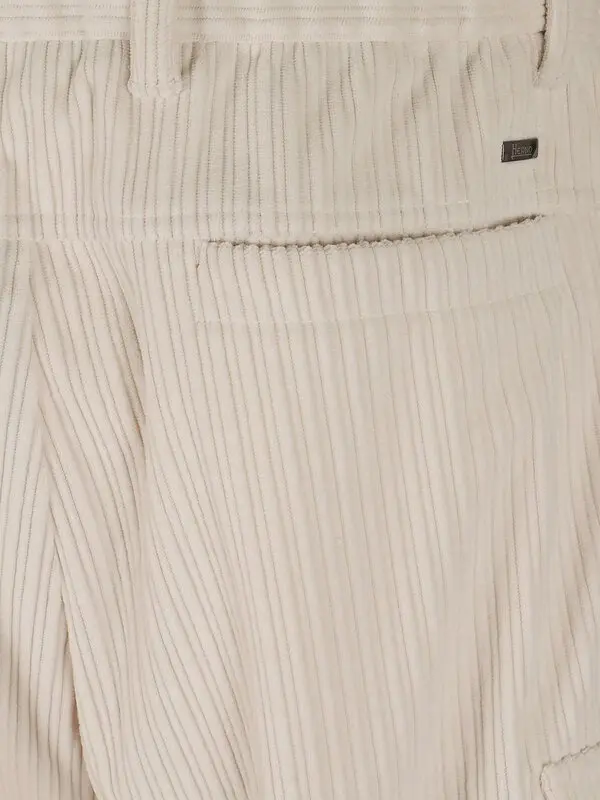 Herno Corduroy Cargo Trousers With Slash And Side Pockets - White